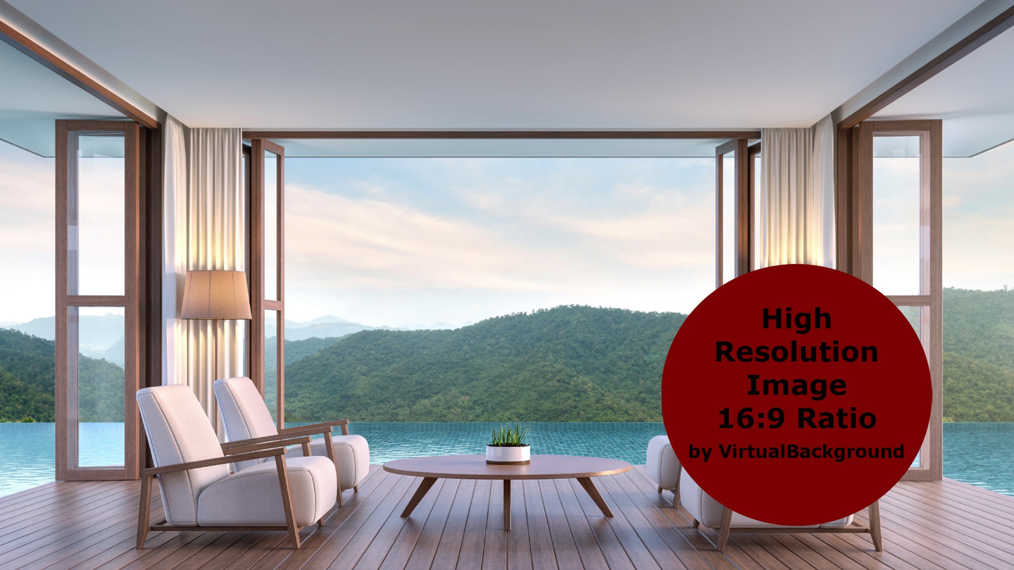 Wide Window Zoom Backgrounds, Panoramic Lake View Background, Virtual ...