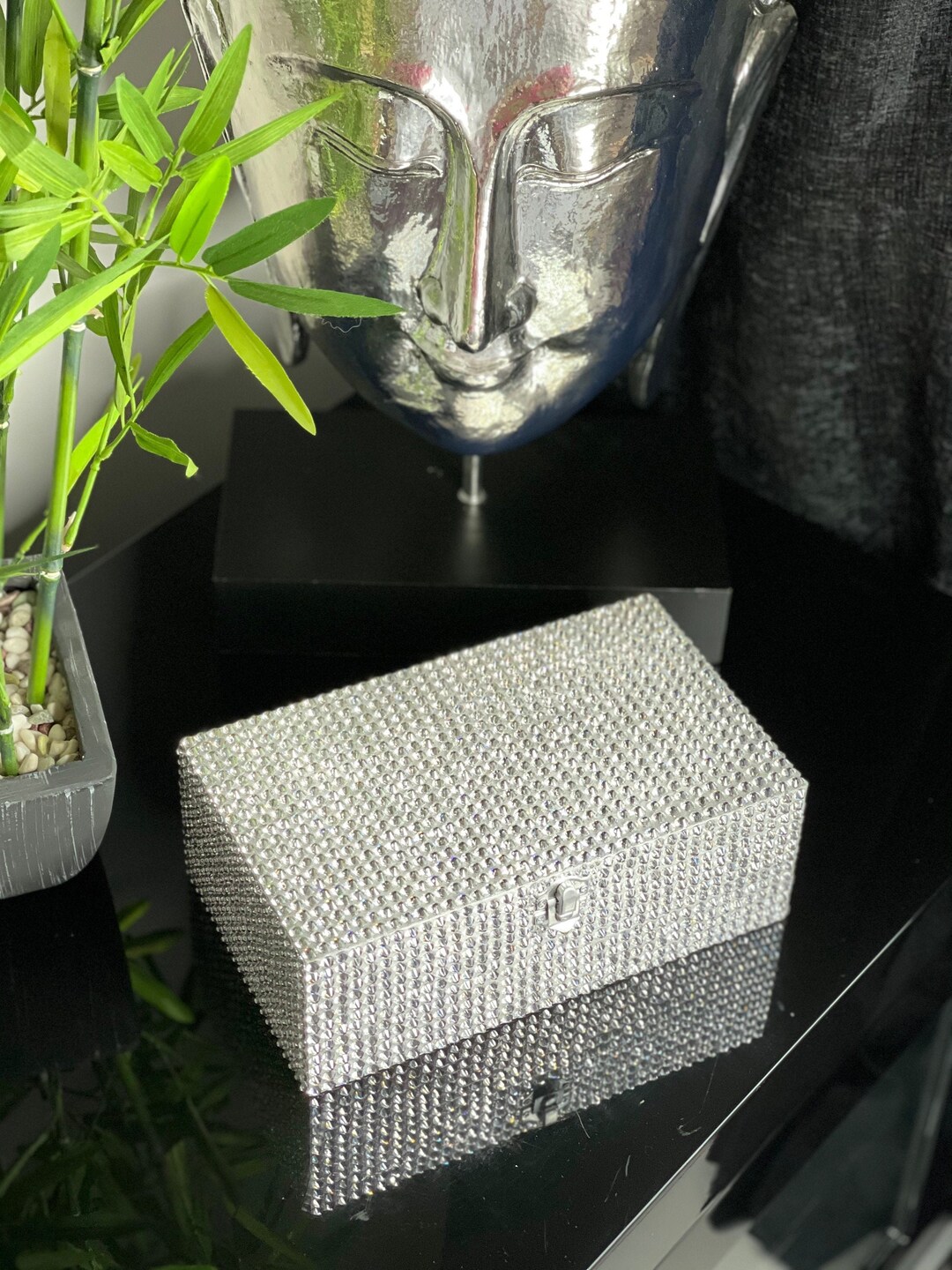 Custom Bespoke Glass Diamond Cut Crystal Hinged Memorial Keepsake ...