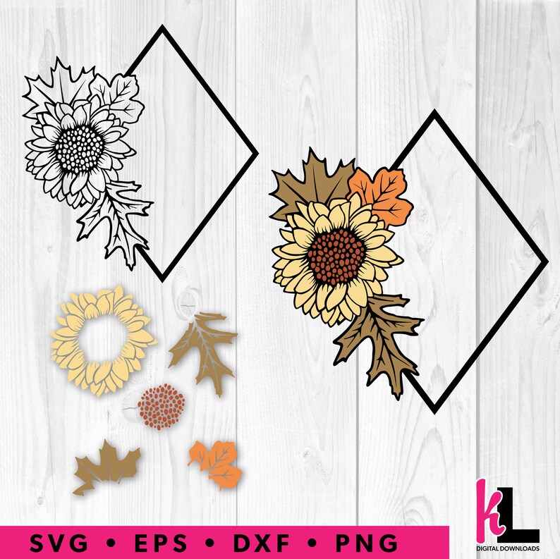 Sunflower Frame SVG Layered Flower Cut File DIY Fall Decor - Etsy