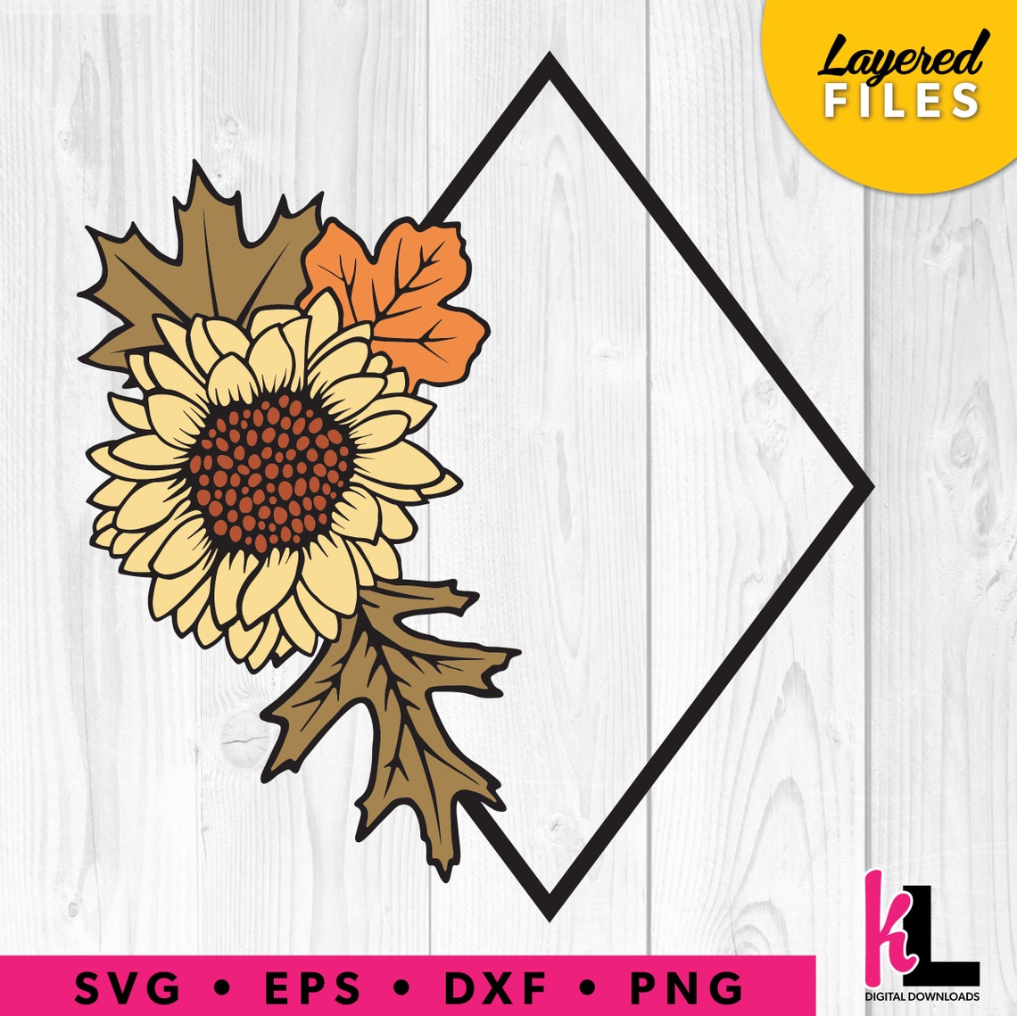 Sunflower Frame SVG Layered Flower Cut File DIY Fall Decor - Etsy