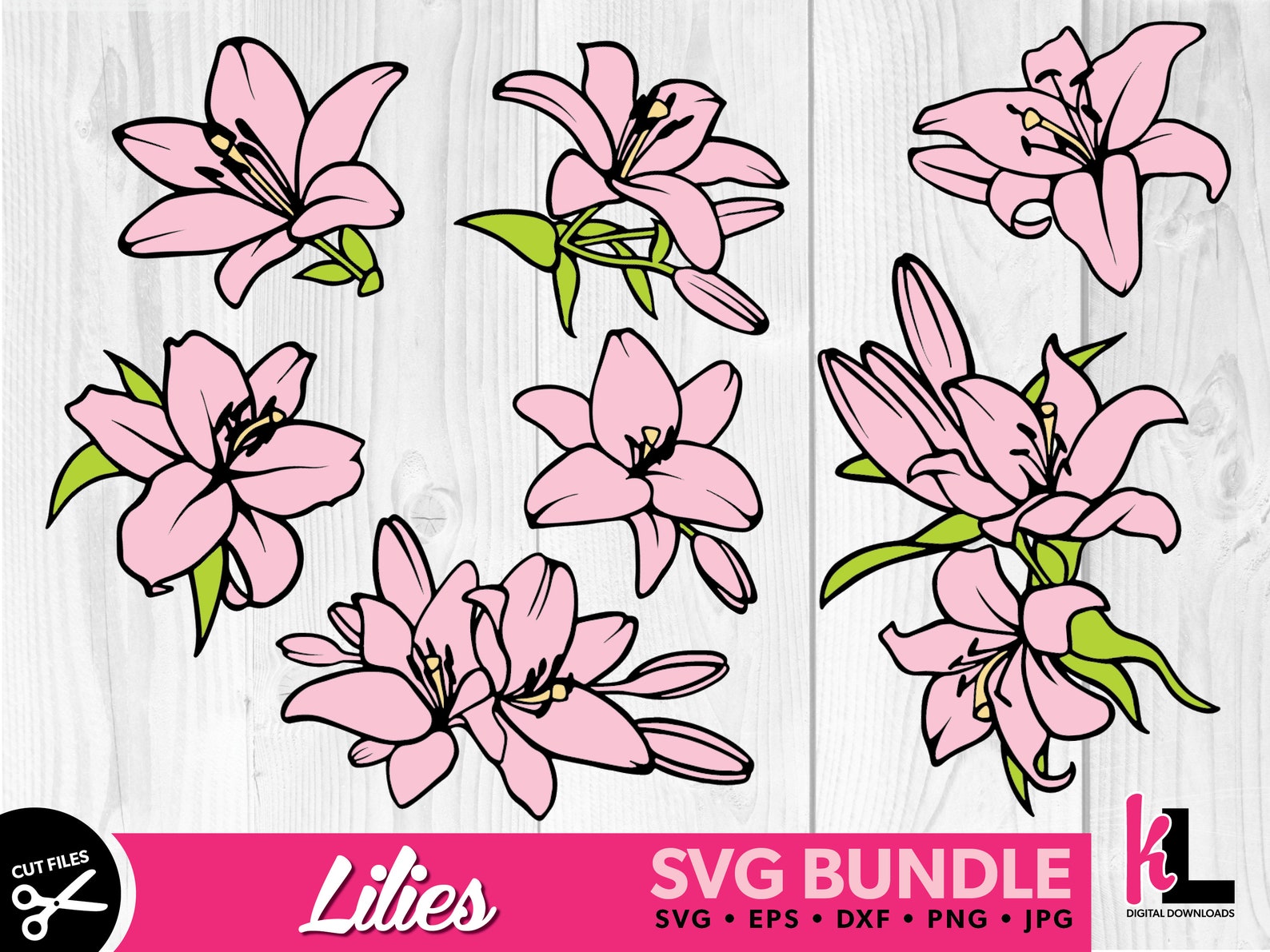 Lily Flower SVG Bundle Layered Cut Files Lily SVG Wedding | Etsy
