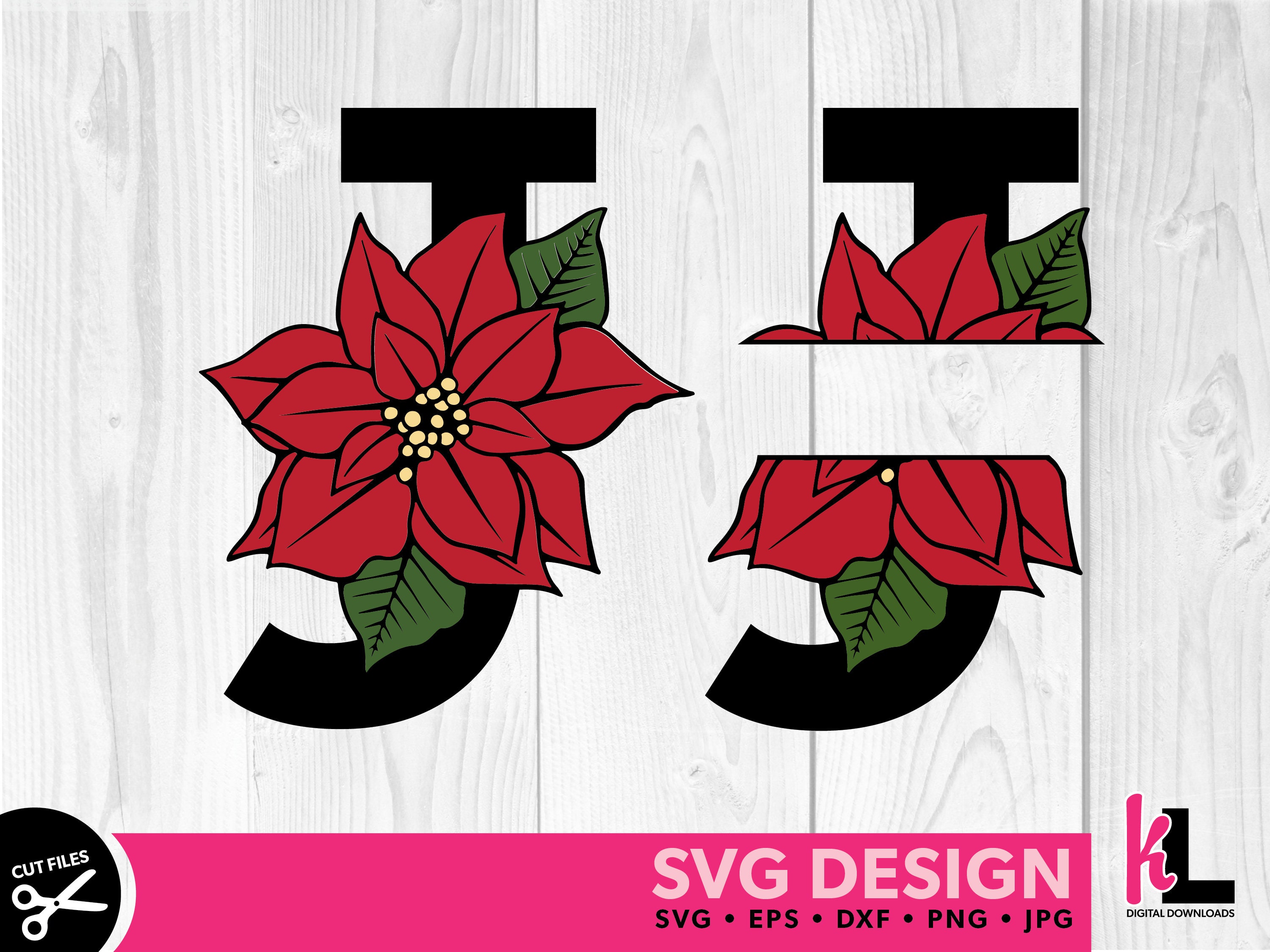 Letter J SVG Christmas Font PNG Split Monogram for Cup - Etsy