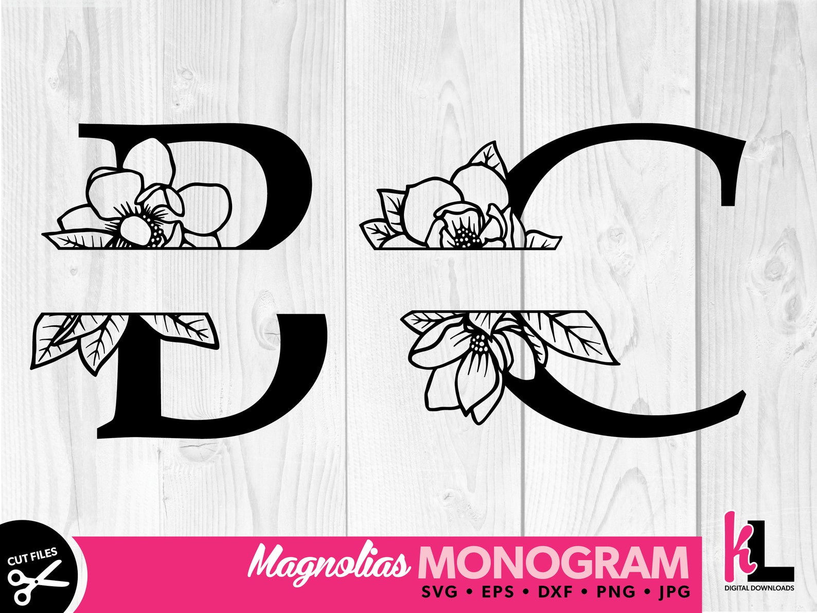 Lettre florale SVG Bundle, Magnolia SVG, Lettre florale SVG, Lettres de ...