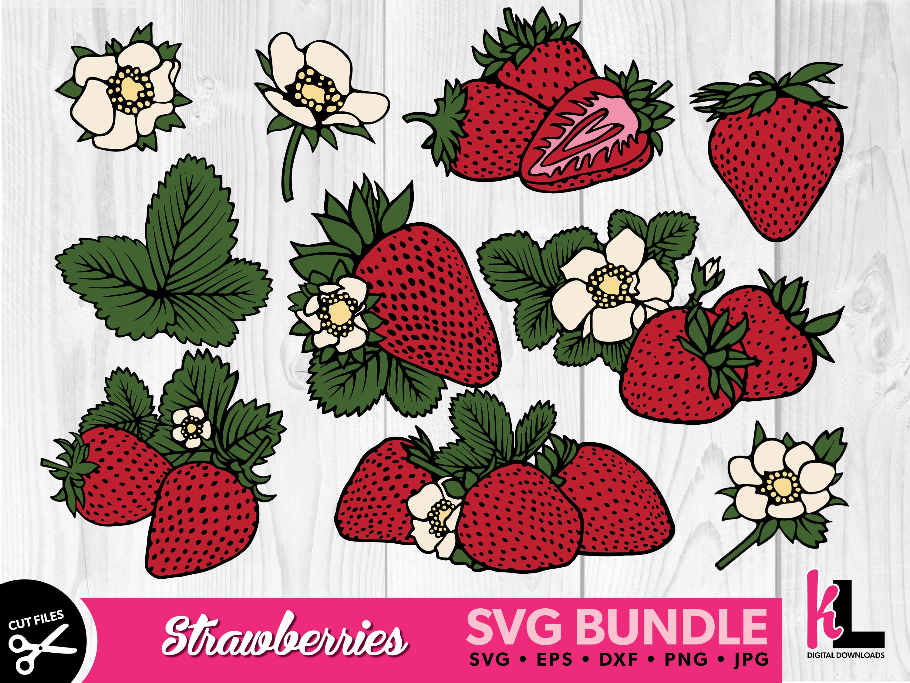 Fresas SVG, Strawberry Flower SVG Bundle, Fruit png, Fruit Clipart ...