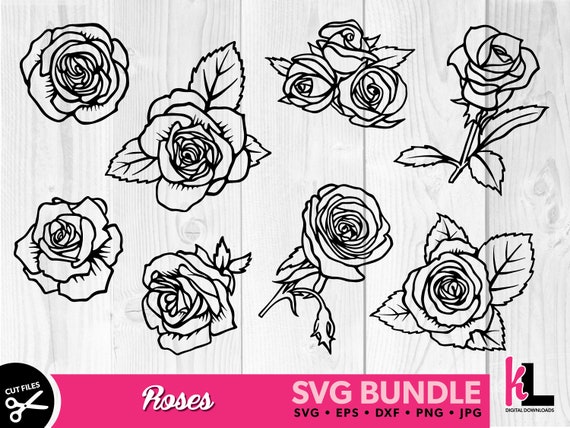 Rose SVG Bundle Vector Roses Layered Floral Cut File for - Etsy