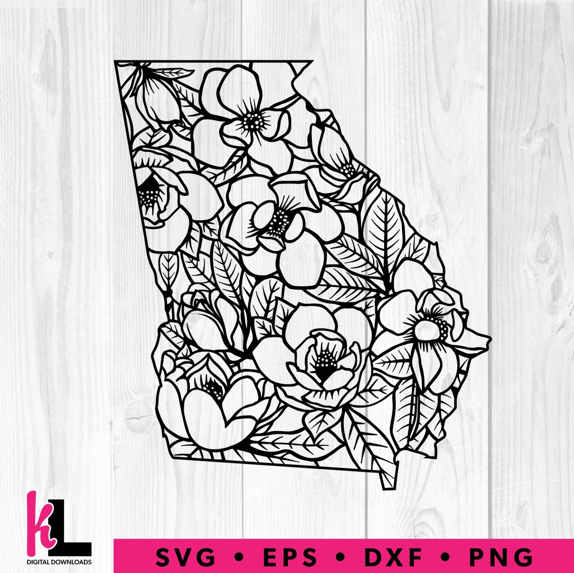 Georgia SVG Magnolia SVG Floral State Layered Cut Files - Etsy