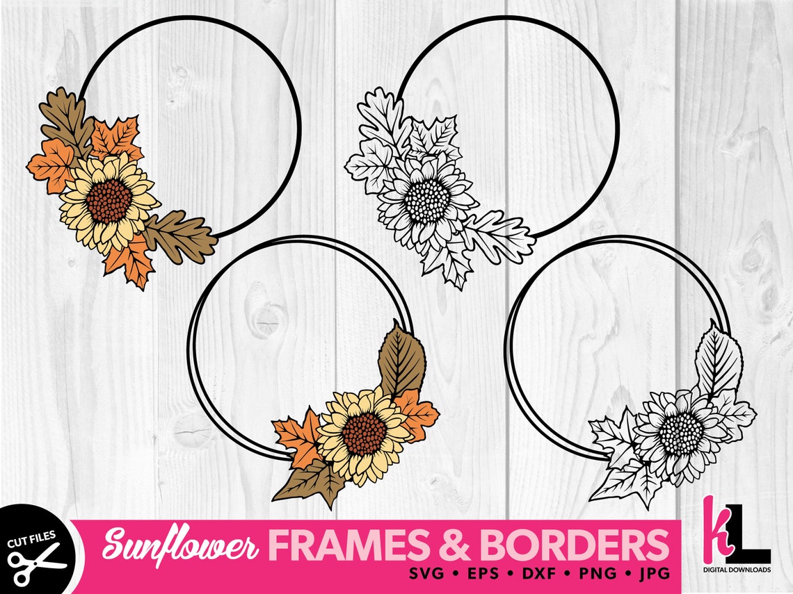 Sunflower Frame SVG Fall Wreath Svg Bundle DIY Fall Decor - Etsy