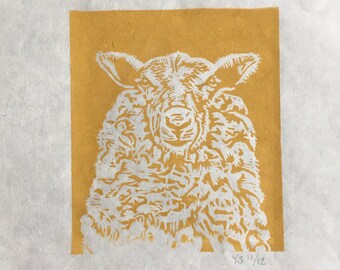 Linocut Sheep - Etsy