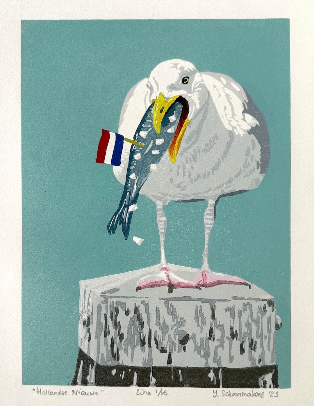 Hollandse Nieuwe ('dutch New Herring’), Linocut - Etsy