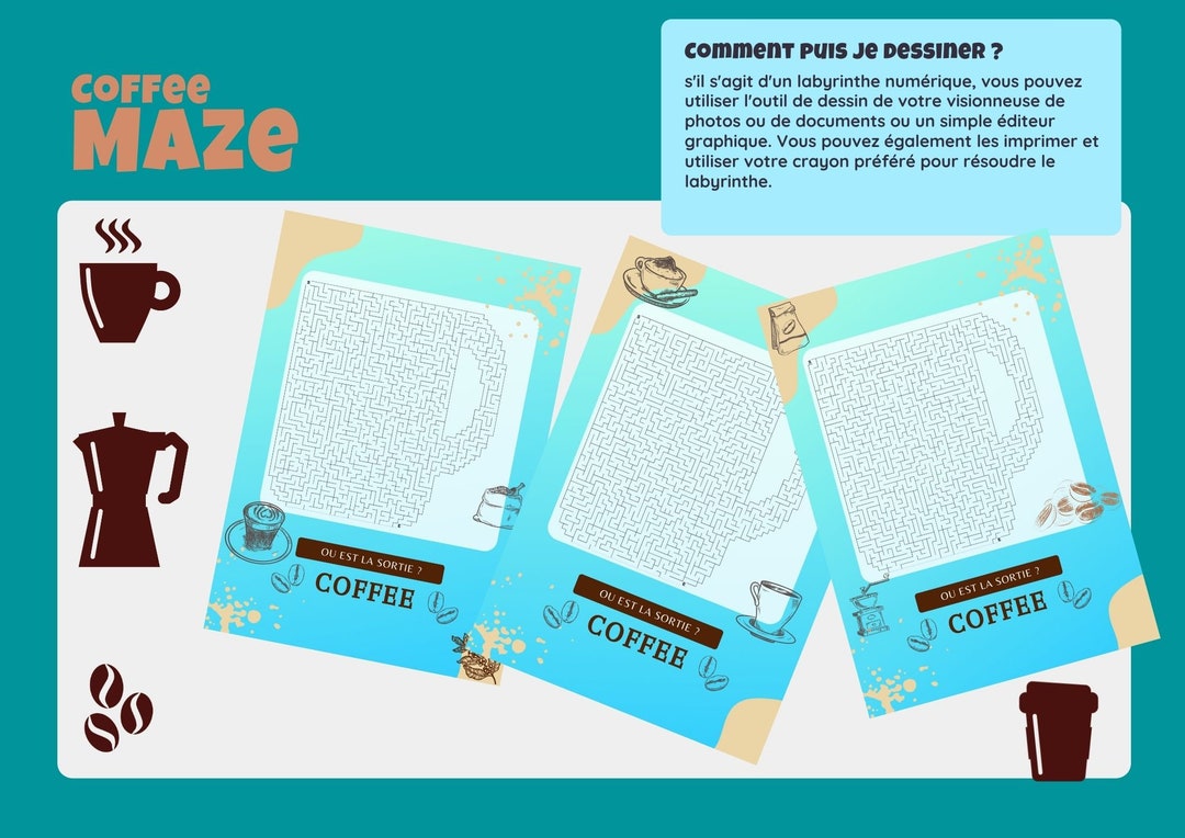 Coffee Theme Maze Vol. 2 24 Printable or Digital Mazes for - Etsy