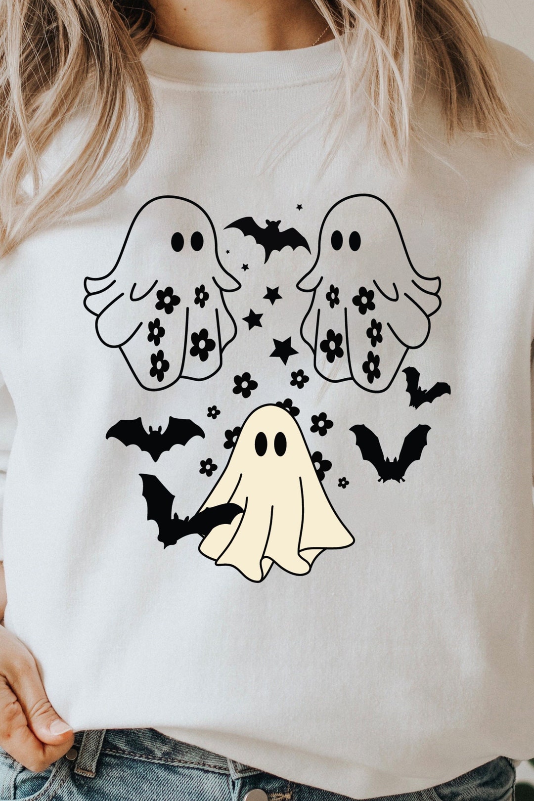 Halloween Daisy Ghost Svg, Ghost With Flowers Svg, Spooky Season Svg ...