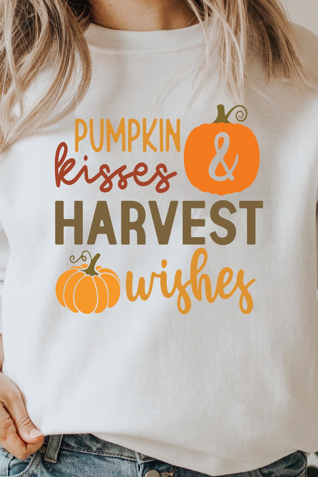 Pumpkin Kisses and Harvest Wishes SVG & PNG Fall Digital Art Autumn ...