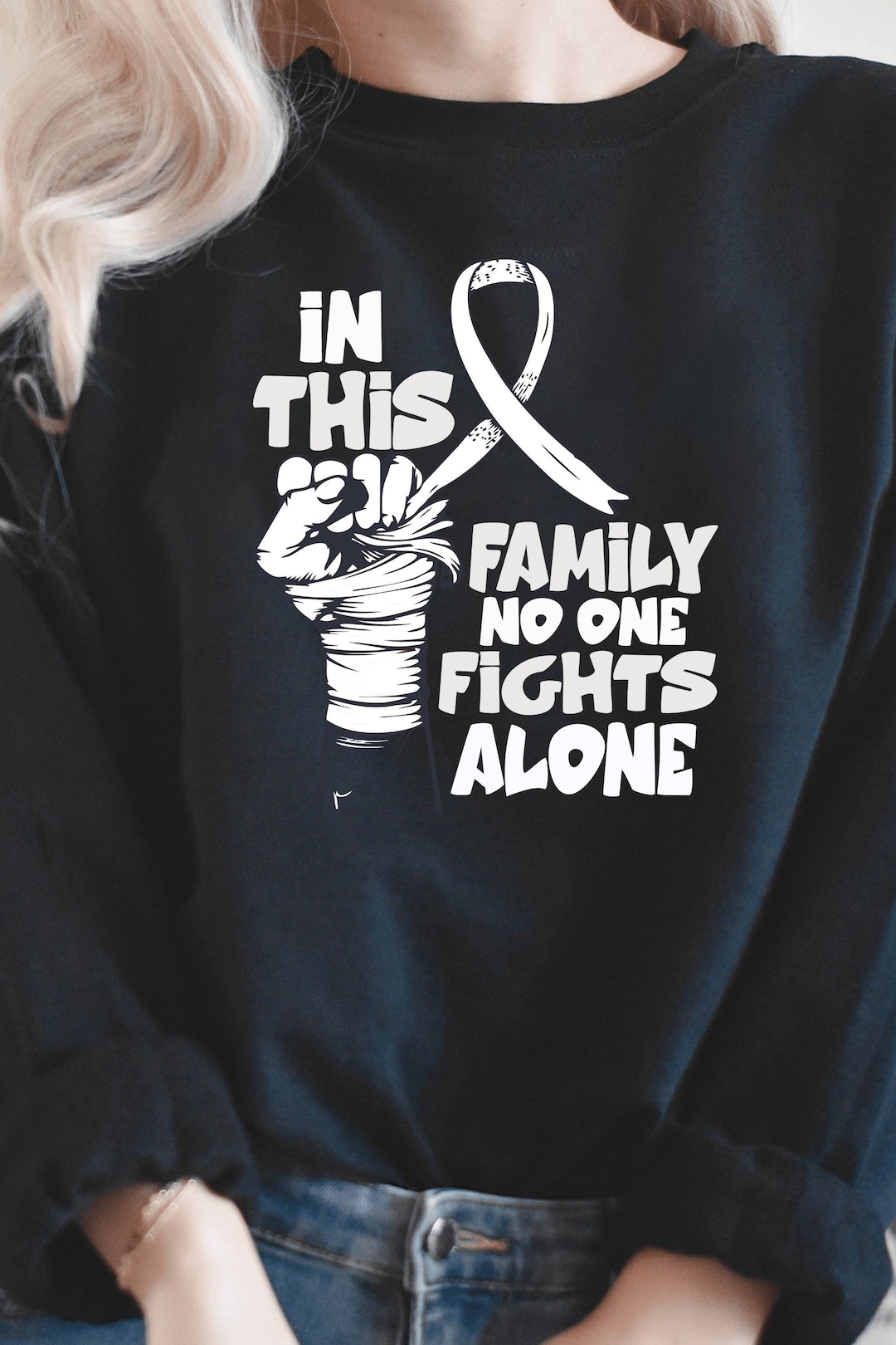 In This Family No One Fights Alone Svg| White Ribbon Svg| Lung Cancer ...