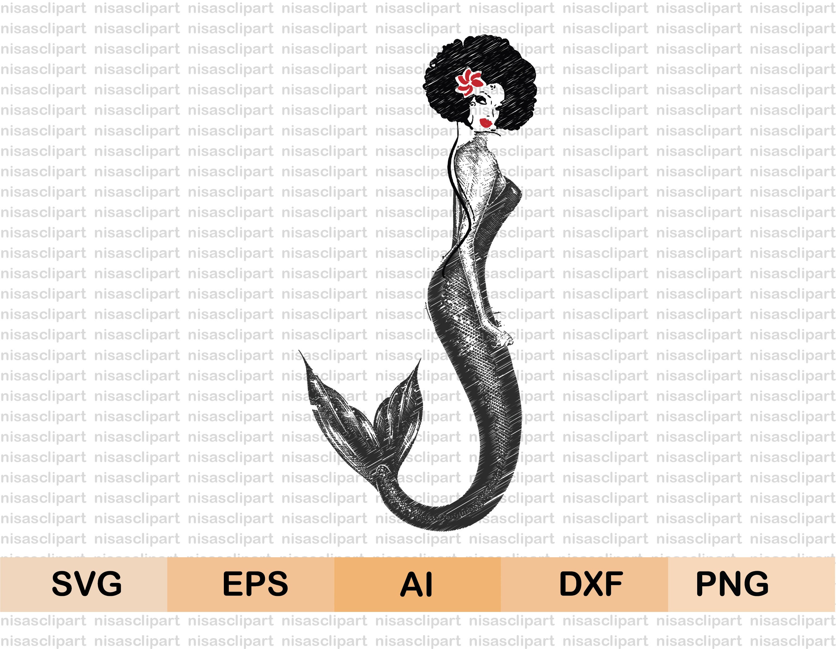 Black Afro Mermaid Woman Aquatic Creature Queen Nubian Goddess - Etsy