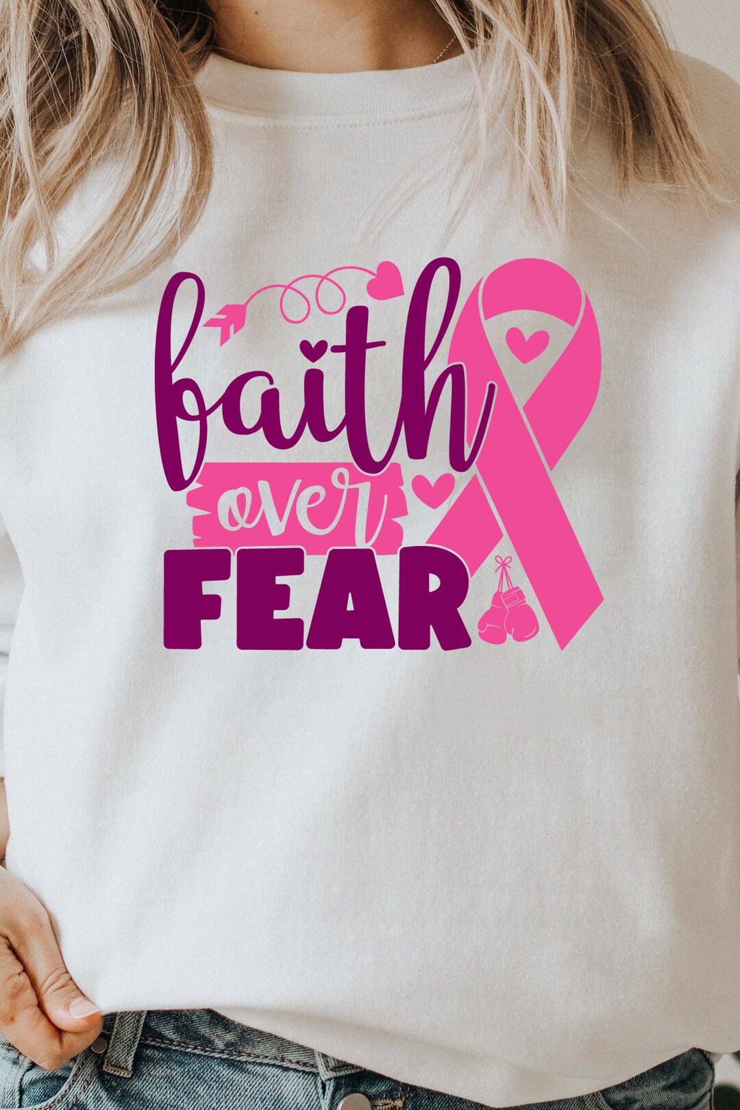 Faith Over Fear Svg, Breast Cancer Awareness SVG, Breast Cancer Svg ...