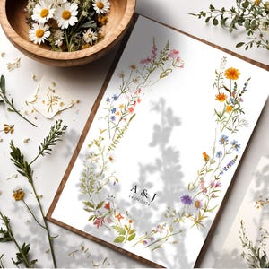 Wildflower Wedding Invitation Template | Boho Floral Wreath Printable ...