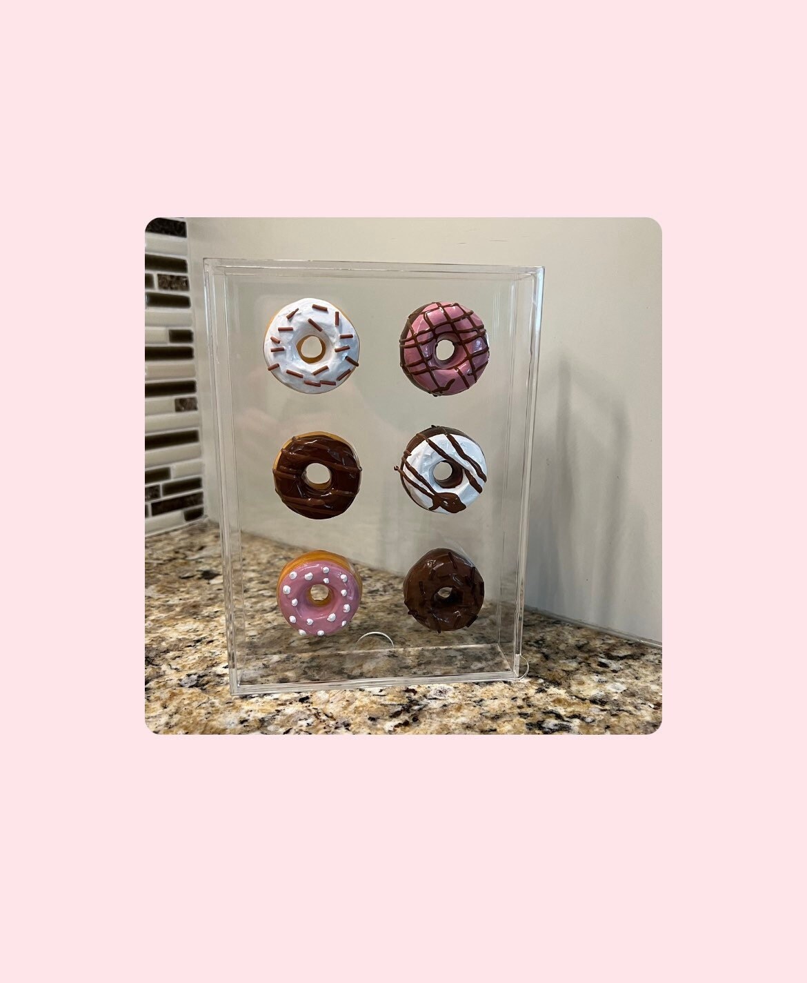 Mini Clay Frosted Sprinkle Donuts in Clear Display Case Shadow Box ...