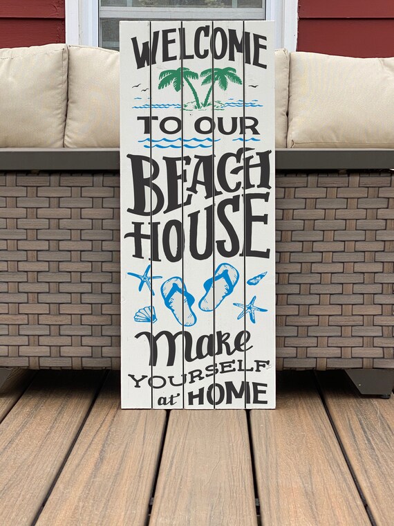 Welcome to Our Beach House Wooden Sign Beach House sign | Etsy