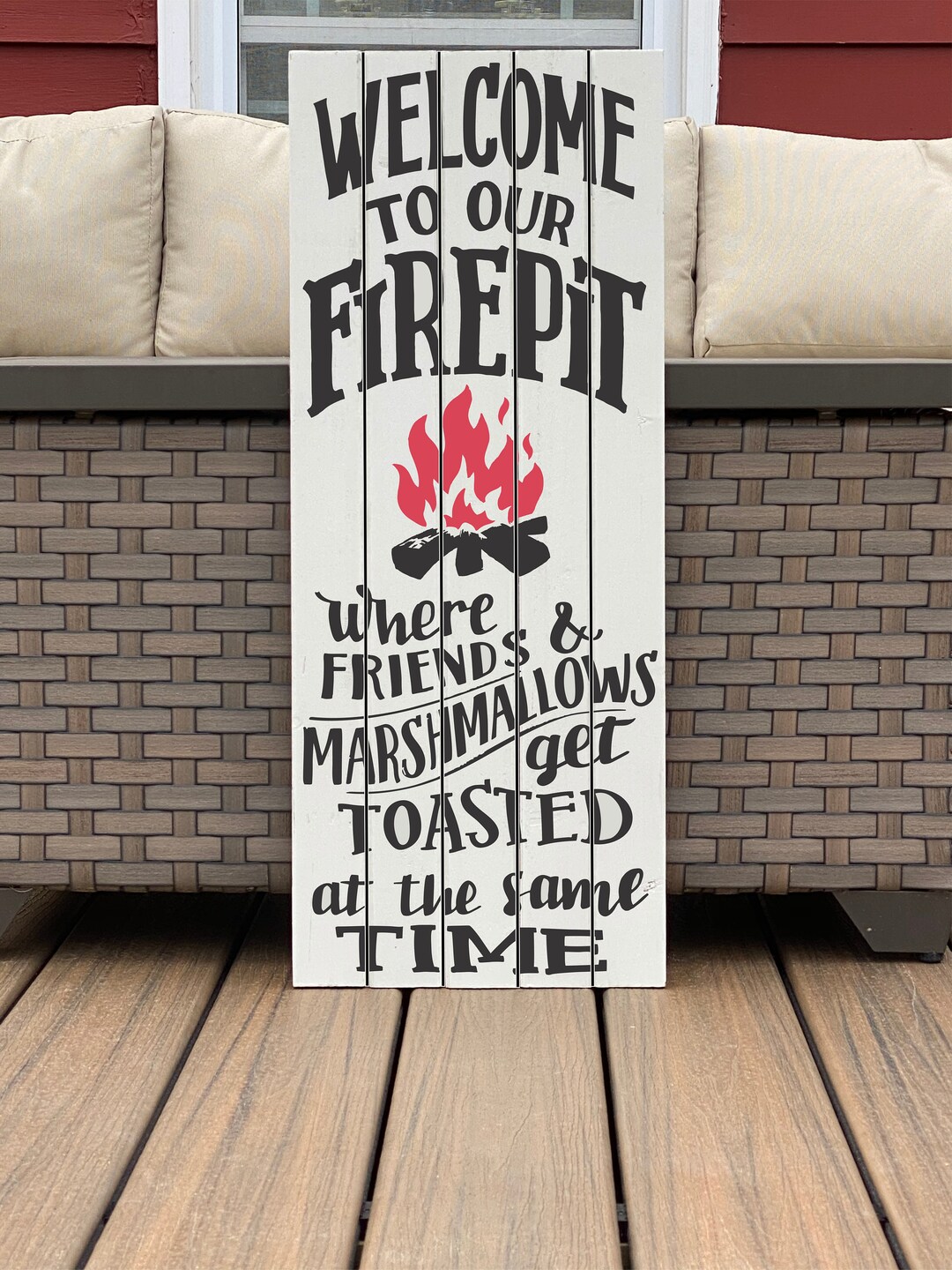 Welcome to Our Firepit Wooden Sign, Camp Fire Sign, Marshmallows ...