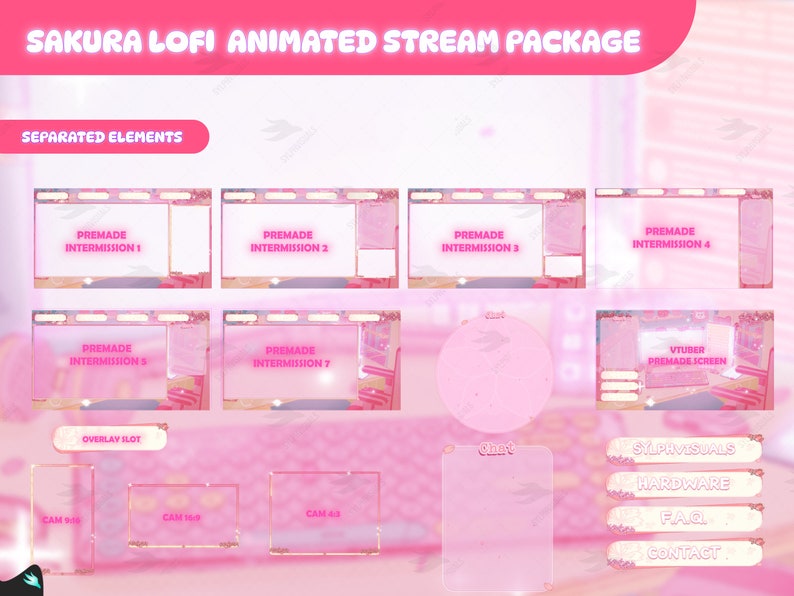 Stream Package Sakura Lofi - Twitch Overlay - Animated Alerts ...