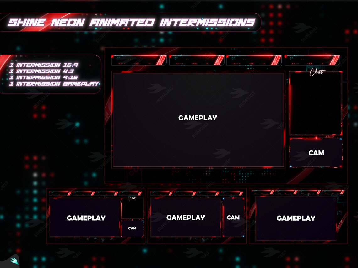 Stream Package Shine Neon Red Twitch Overlay Animated - Etsy