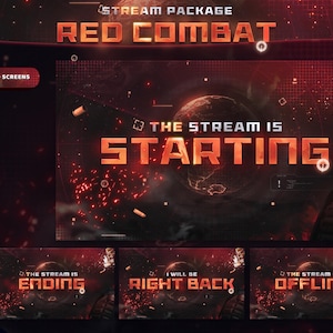 Red Combat - Twitch Overlay - Animated Alerts - Animated Screens - Red ...