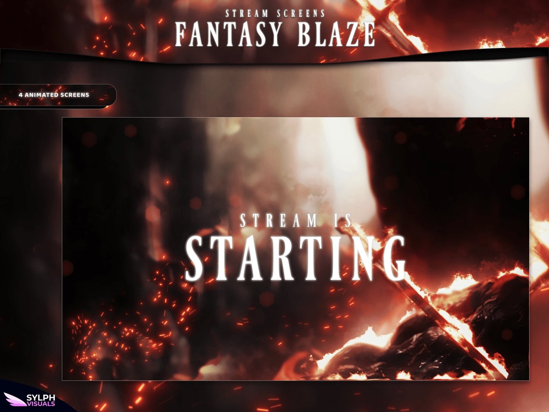 Twitch Overlay - Fantasy Blaze - Screens Animated - Aesthetic - Red ...