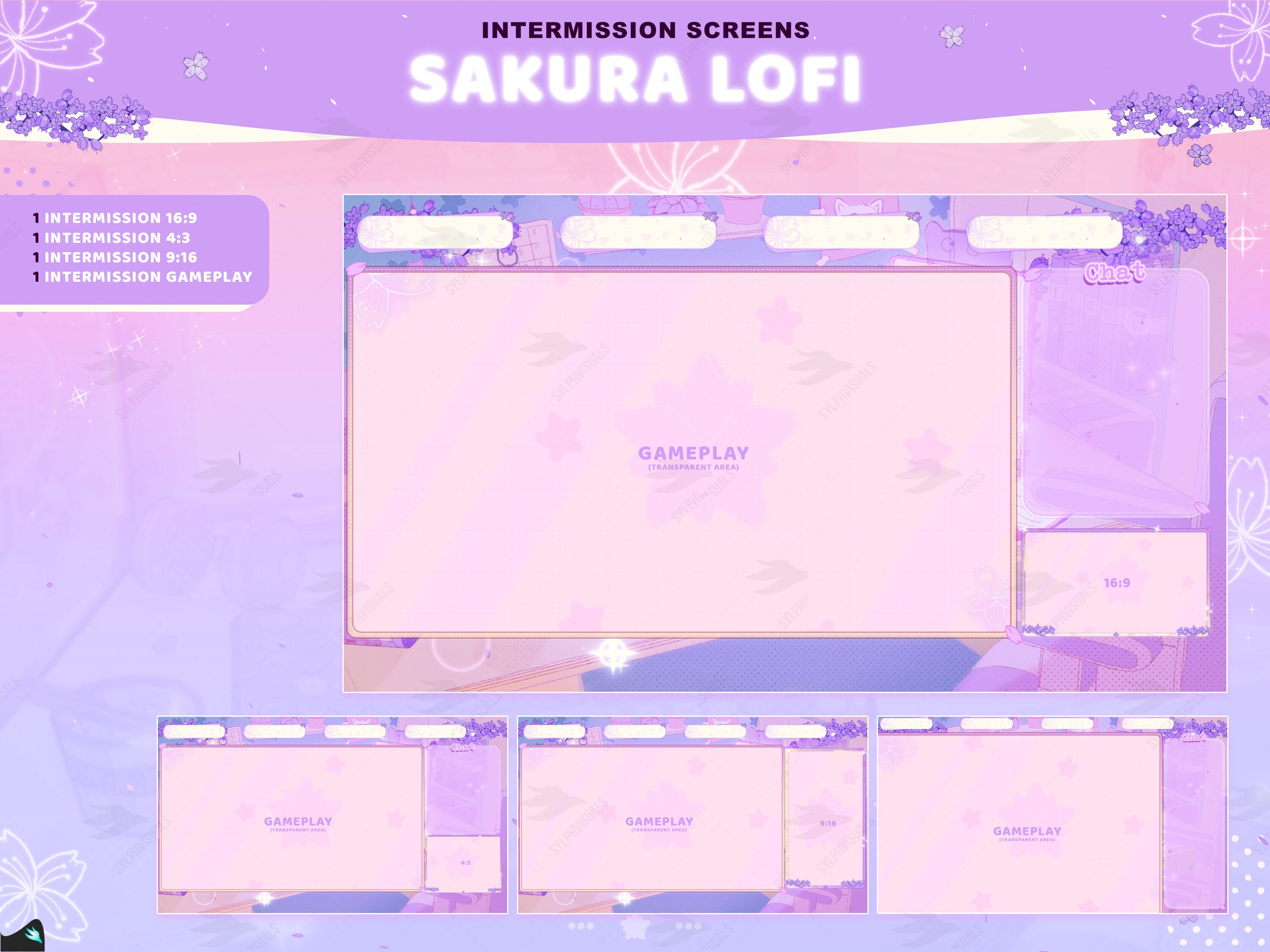 Stream Package Sakura Lofi Purple Twitch Overlay Animated - Etsy