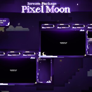 Pixel Moon - Twitch Overlay - Animated Alerts - Animated Screens - Pixel Art - Stream Pack - 90s ...