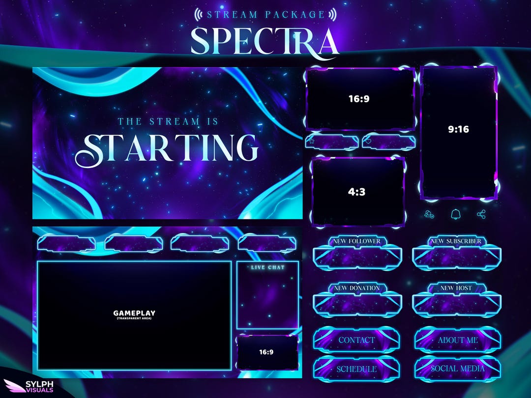 Spectra - Twitch Overlay - Animated Alerts - Animated Screens - Purple ...