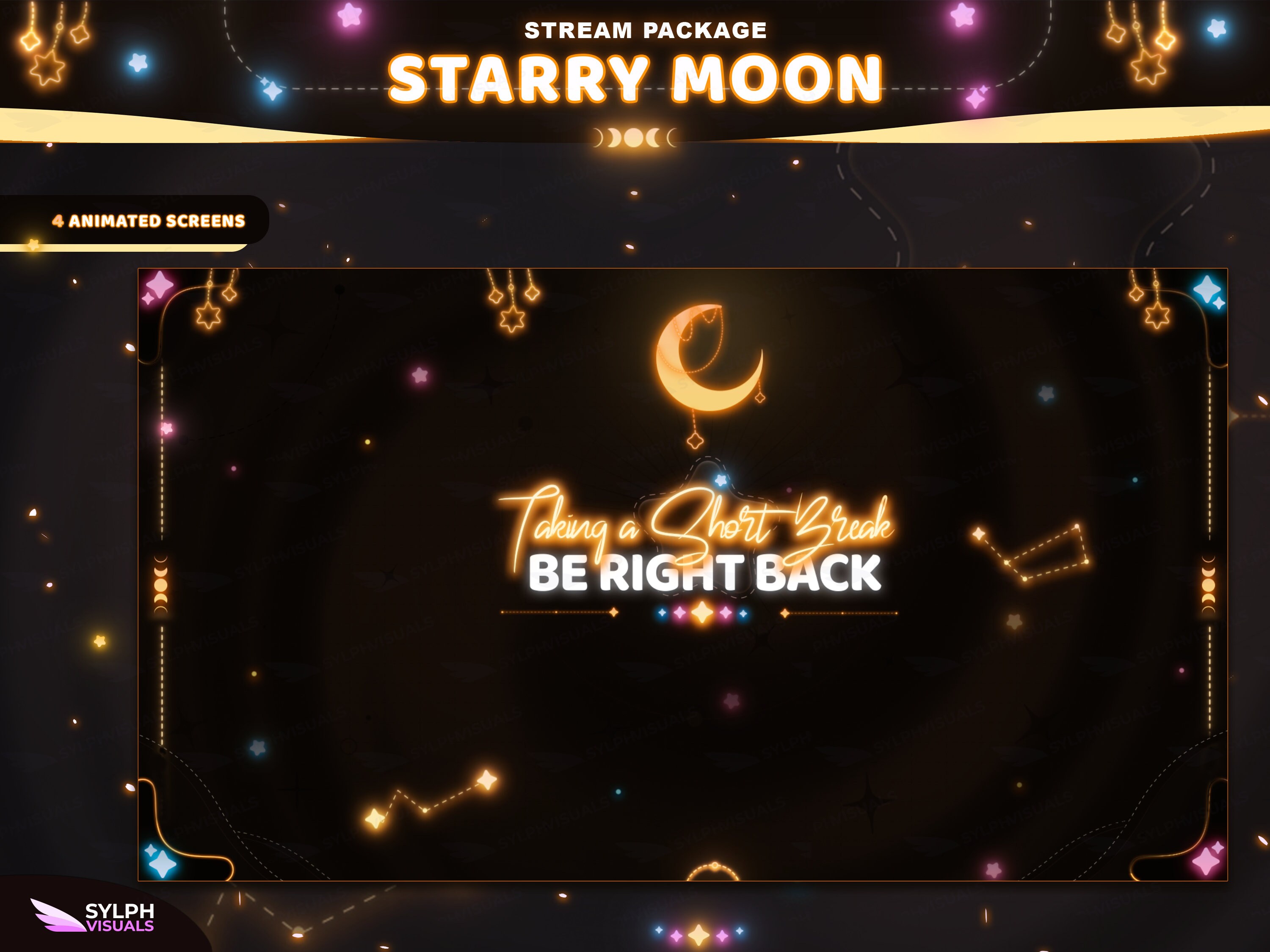 Twitch Overlay Starry Moon - Twitch Overlay - Animated Alerts ...