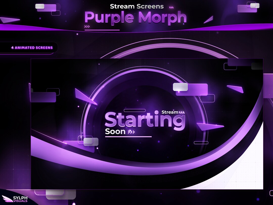 Twitch Overlay - Purple Morph - Screens Animated - Aesthetic - Purple ...