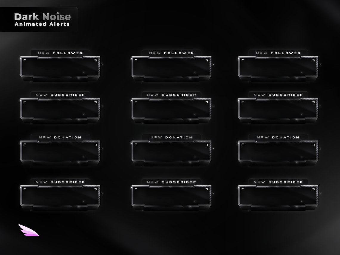 Animated Dark Noise Twitch Overlays Complete Stream Package Dark Theme ...