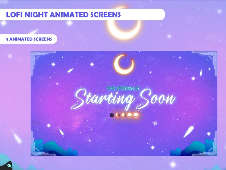 Twitch Overlay Lofi Night Screens Animated Aesthetic - Etsy