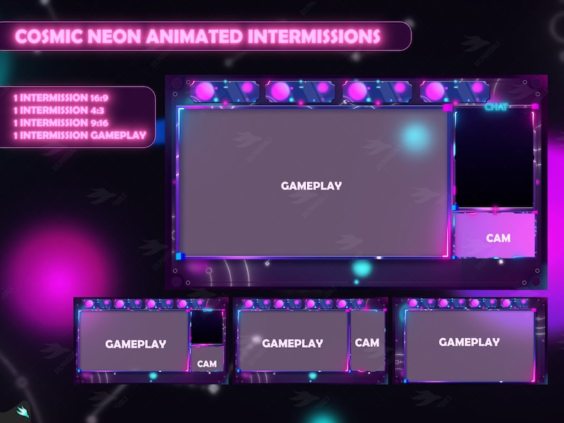 Stream Package Cosmic Light Twitch Overlay Animated Alerts Animated ...