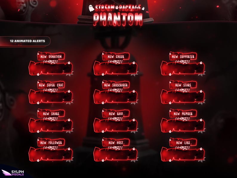 Phantom Twitch Overlay - Animated Alerts - Animated Screens - Dark ...