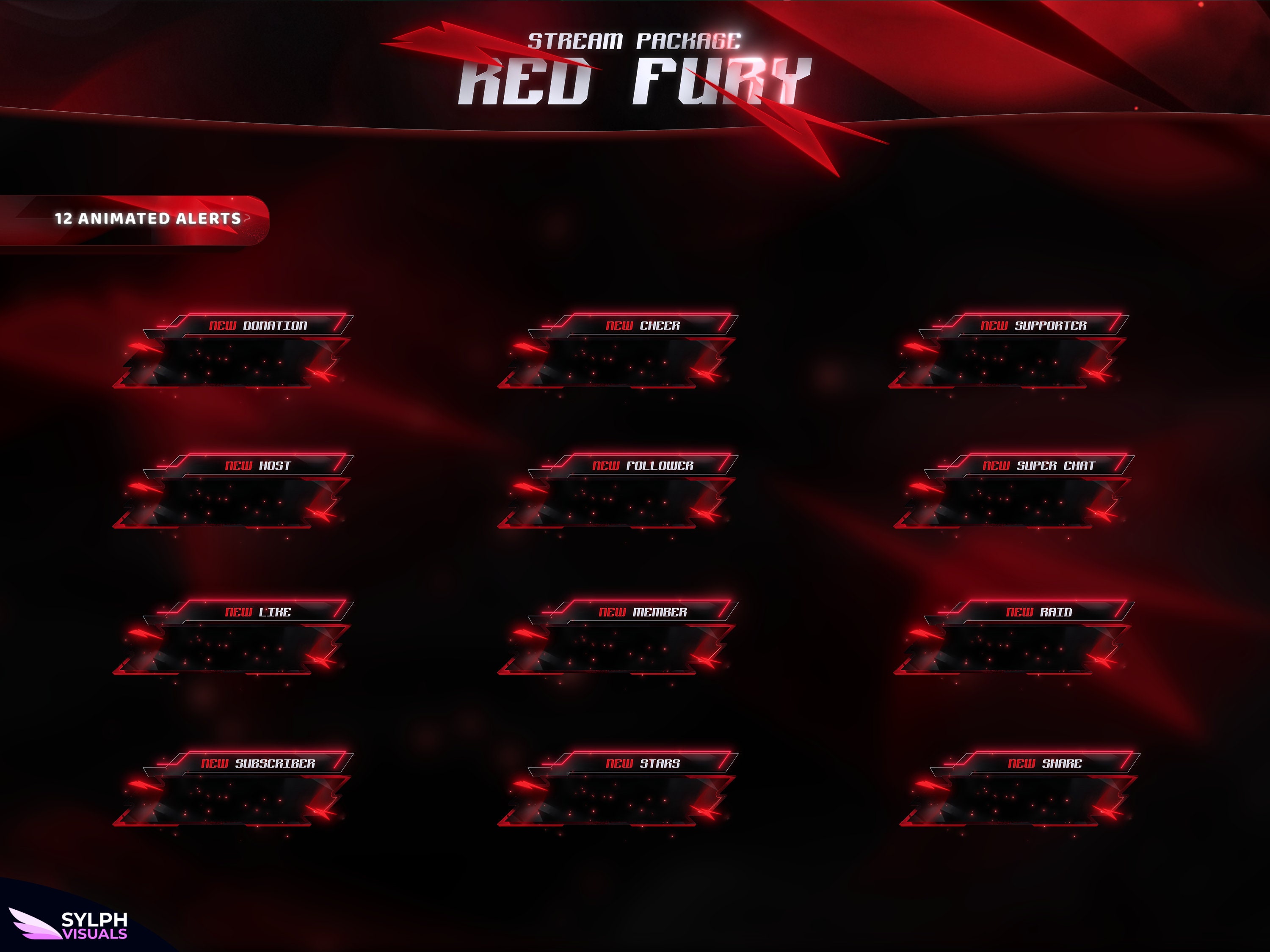 Red Fury - Twitch Overlay - Animated Alerts - Animated Screens - Red Overlay - Stream Pack ...