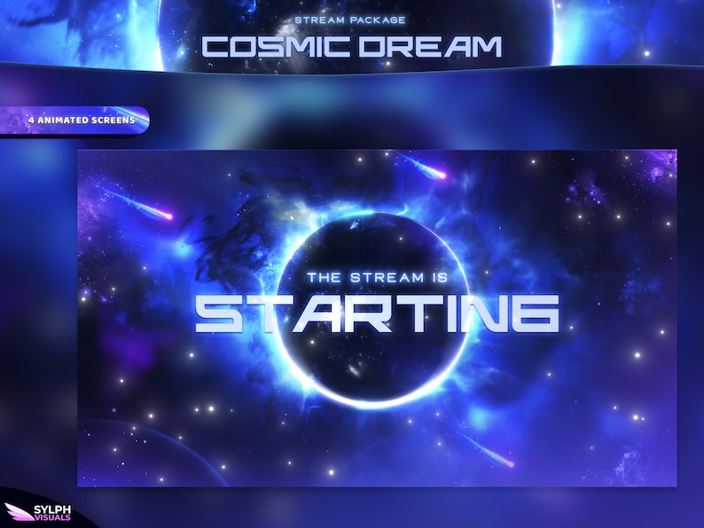 Cosmic Dream Twitch Overlay Animated Alerts Animated Screens Cosmic ...