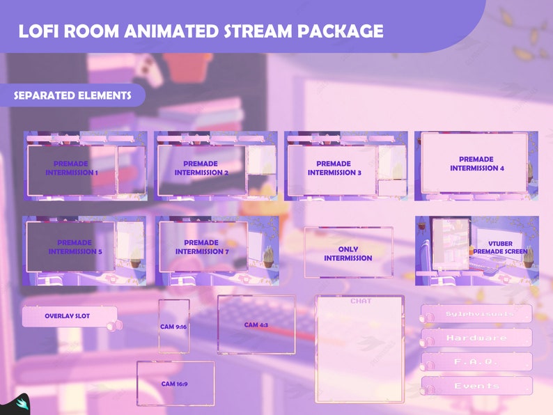 Stream Package Lofi Room Twitch Overlay Animated Alerts - Etsy