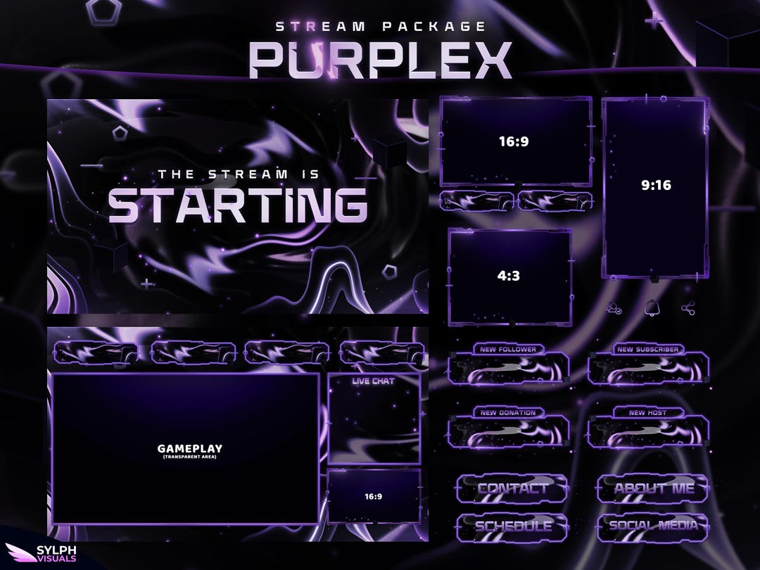Purplex - Twitch Overlay - Animated Alerts - Animated Screens - Purple Overlay - Stream Pack ...