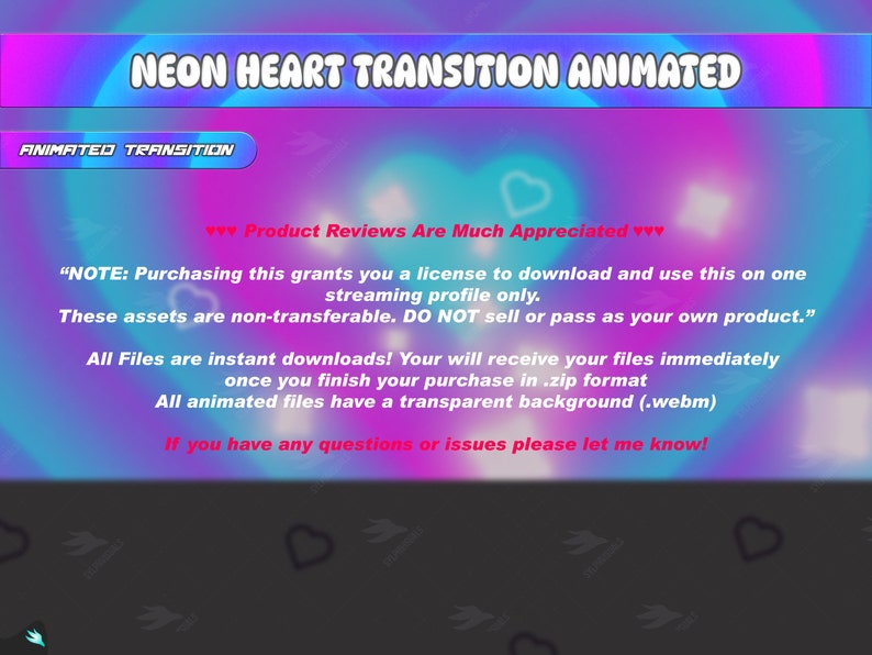 Neon Heart Transition | Twitch Stream Stinger | Cute Transition | Pink ...