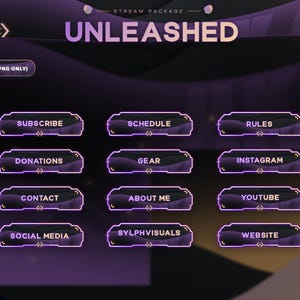 Unleashed - Twitch Overlay - Animated Alerts - Animated Screens - Purple Overlay - Stream Pack ...