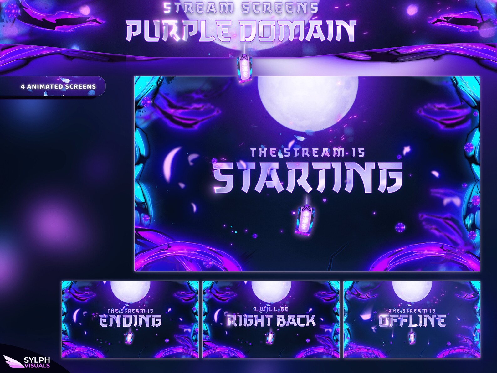 Purple Domain - Twitch Overlay - Animated Alerts - Animated Screens ...