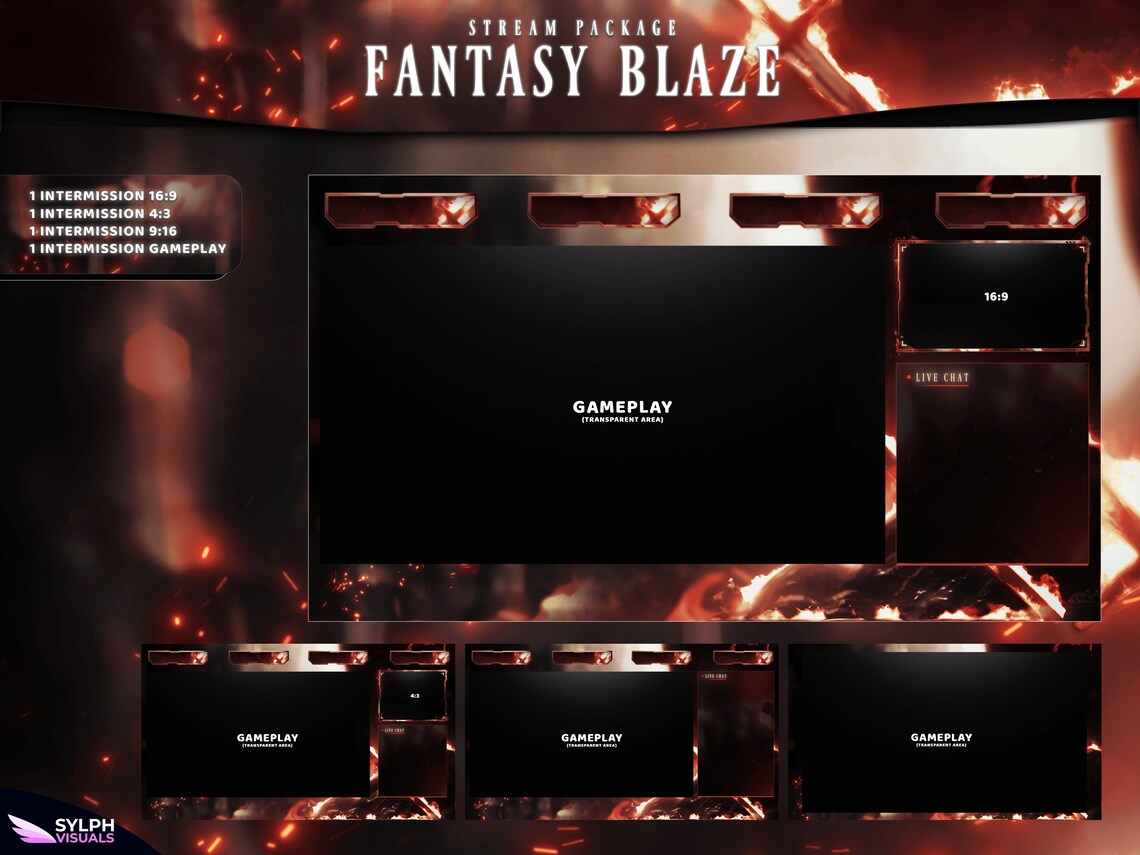 Stream Package Fantasy Blaze Twitch Overlay Animated Alerts Animated ...