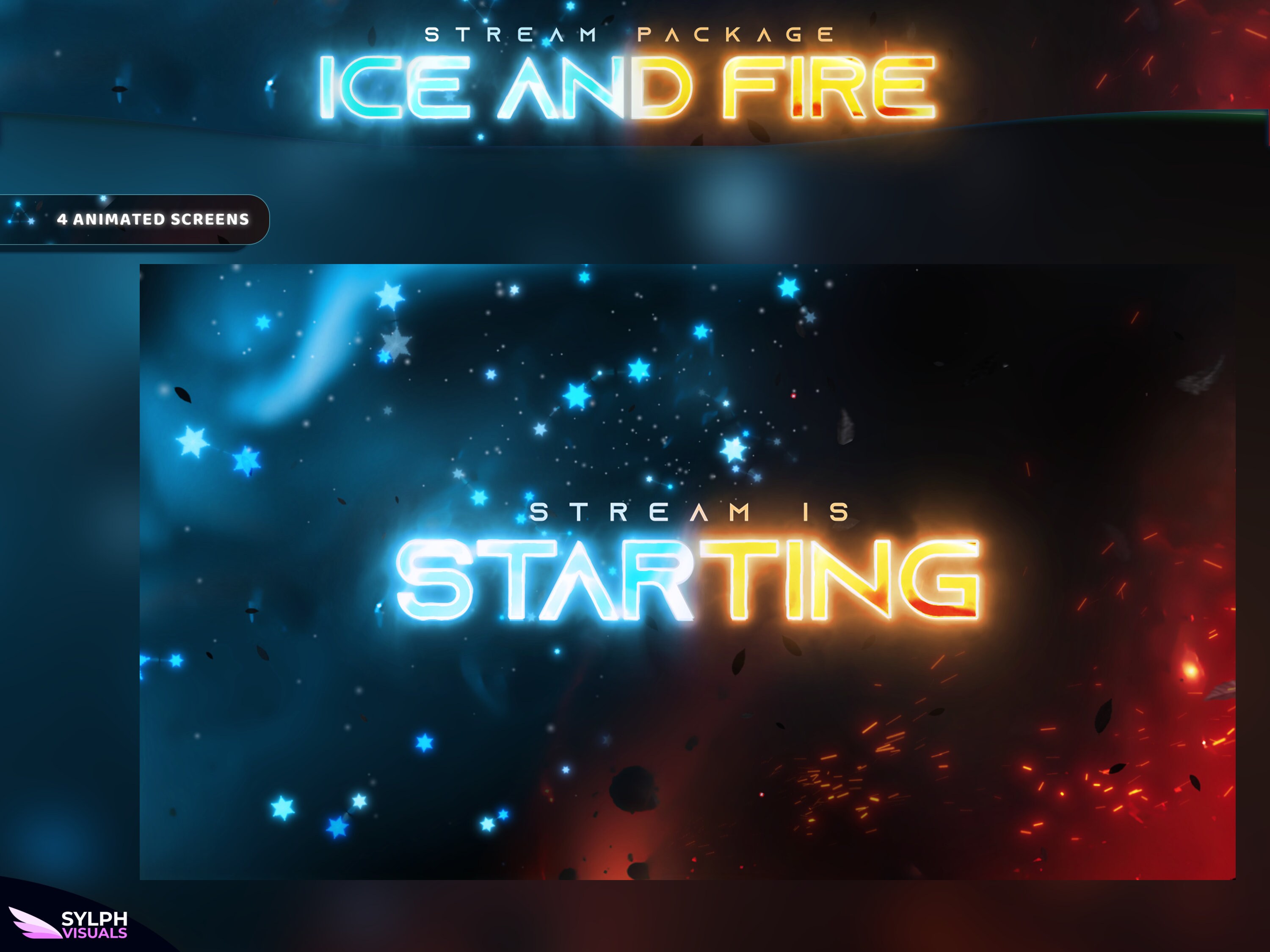 Ice and Fire Twitch Overlay Animated Alerts Animated Screens Fire ...