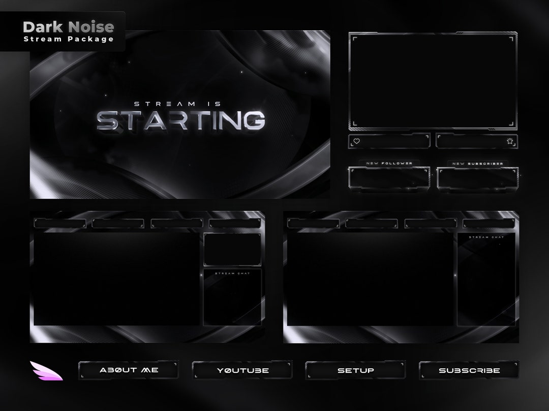 Animated Dark Noise Twitch Overlays - Complete Stream Package - Dark ...