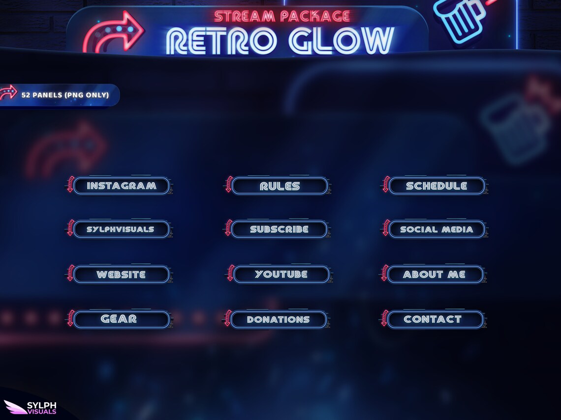 Retro Glow - Twitch Overlay - Animated Alerts - Animated Screens - Neon ...