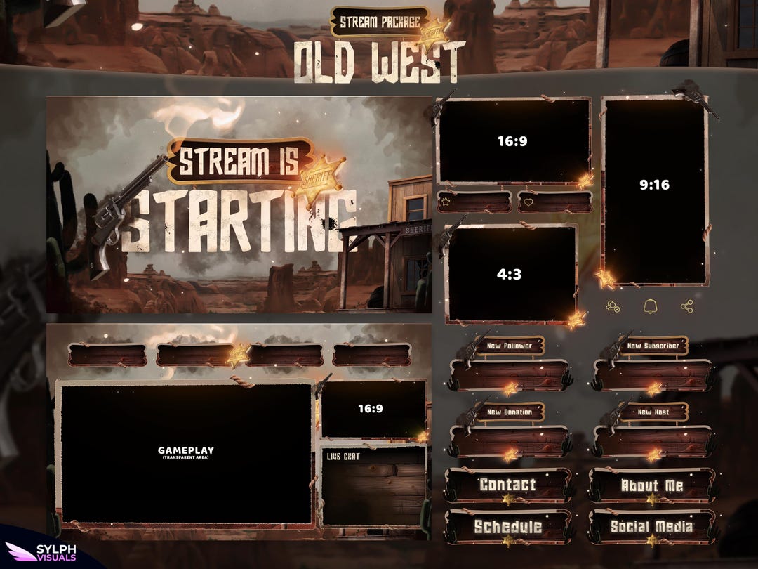 Old West - Twitch Overlay - Animated Alerts - Animated Screens - Gun ...