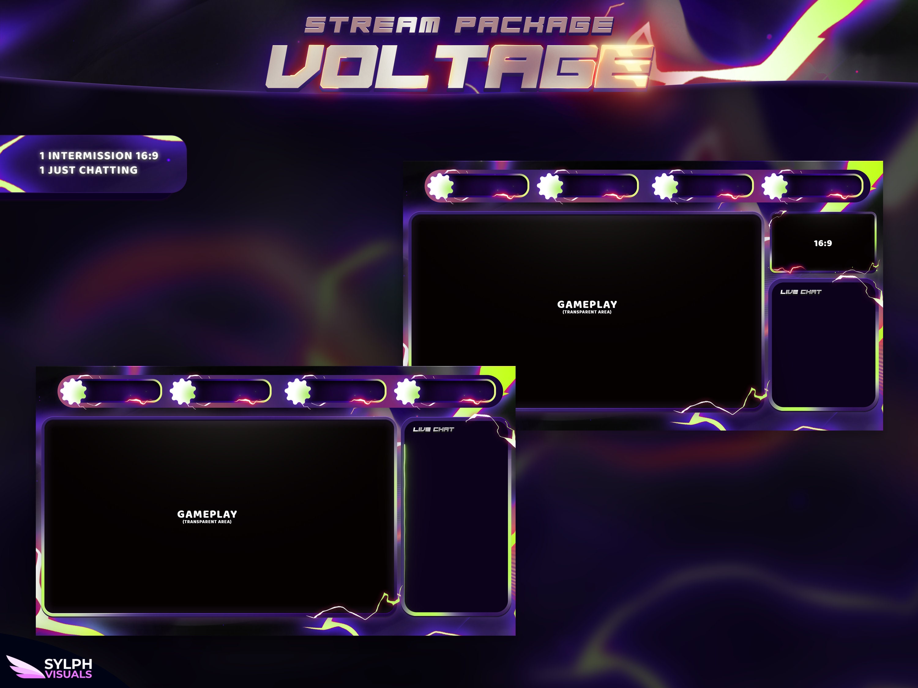 Voltage Twitch Overlay Animated Alerts Animated Screens Voltage Overlay ...