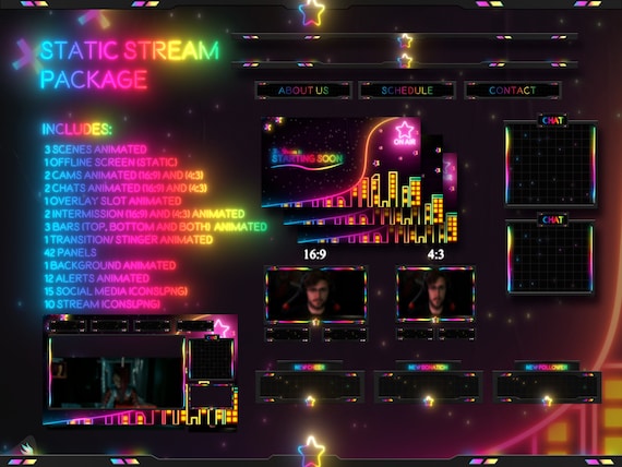 Twitch Overlay Neon City Stream Package Static | Etsy Australia